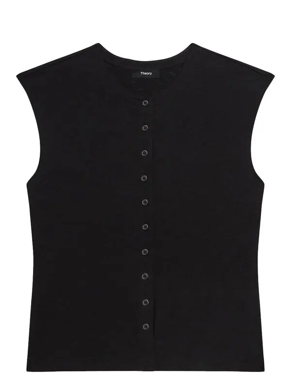 Theory Organic Cotton Button-up Vest - Black