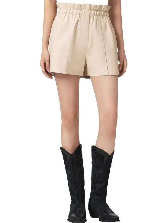 ALLSAINTS Fran Leather Shorts - Antique White