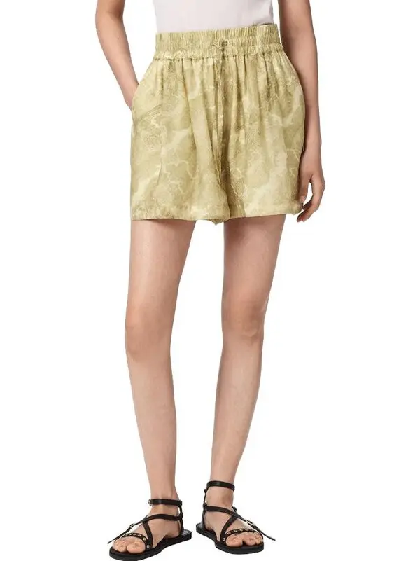 ALLSAINTS Isla Paisley Jacquard Shorts - Joanne Gold Green
