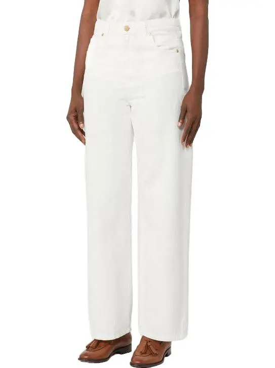 Max Mara Cotton & Linen Drill Twill Straight Leg Trousers - White