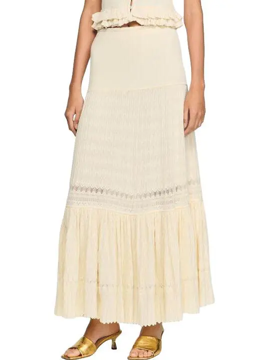 Sandro Decorative Knit Maxi Skirt - Ecru