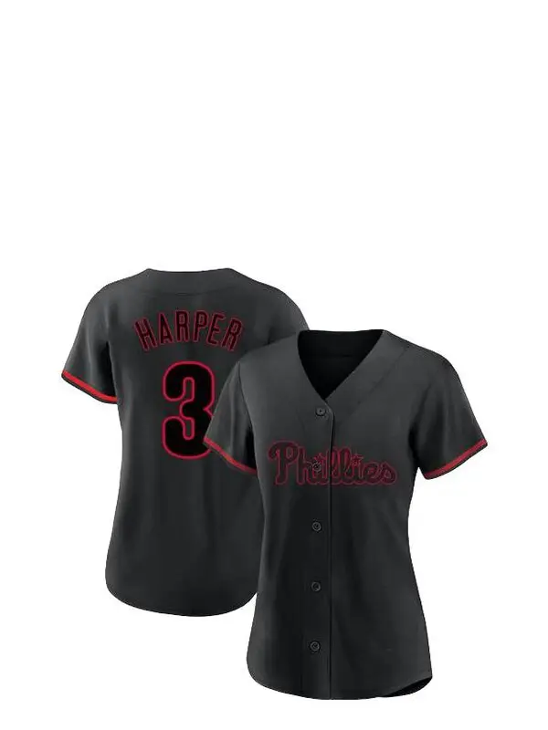 Profile Bryce Harper Philadelphia Phillies Player Name And Number Fashion Jersey - Black