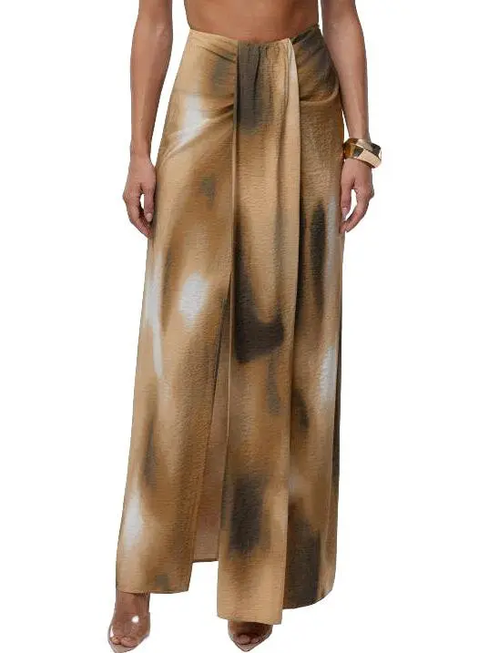 JLUXLABEL Flowing Elegance Maxi Skirt With Side Slit - Brown