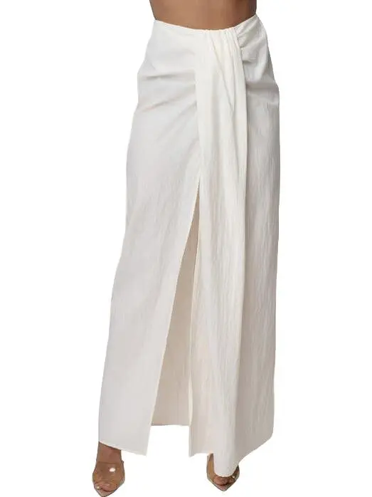 JLUXLABEL Flowing Elegance Maxi Skirt With Side Slit - Ivory