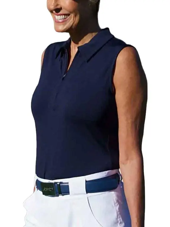 JOFIT Sleeveless Textured Honeycomb Quarter-zip Golf Polo - Midnight