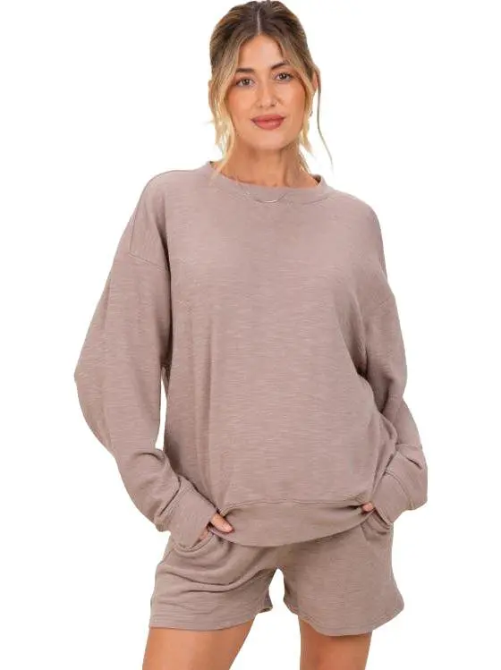 PINKBLUSH Pullover & Shorts Set - Mocha