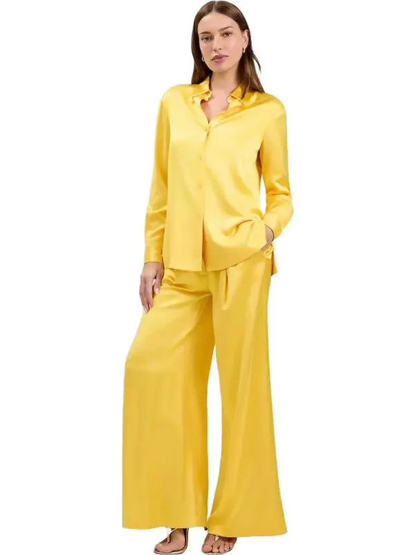 Trina Turk Bristlecone Satin Shirt - Lambretta Lemon