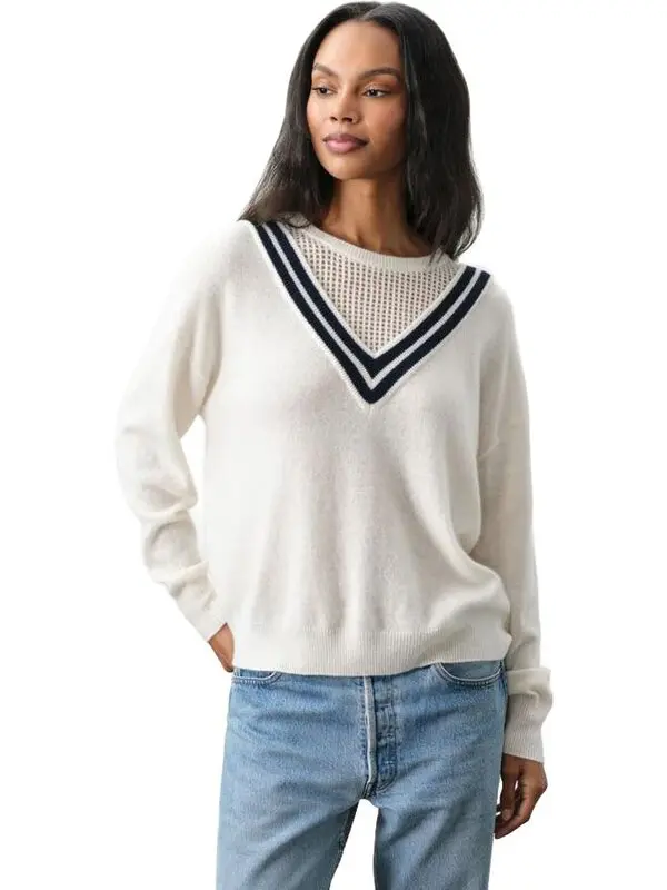 Naked Cashmere Diana Tennis Sweater - Ecru/club Navy