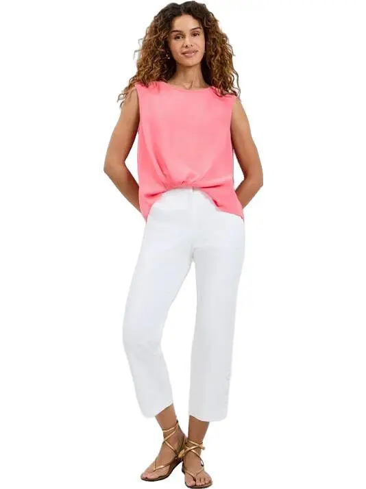 Trina Turk Aprica Boatneck Top With Cap Sleeves And Drape Detail - Corso Coral