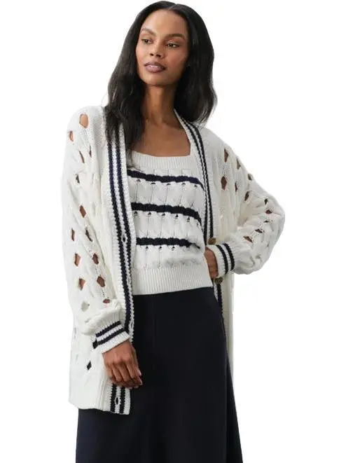 Naked Cashmere Mirra Oversized Cable Knit Cardigan - Tennis White/club Blue
