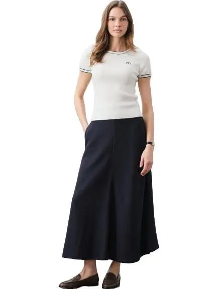 Naked Cashmere Victoria Cotton Cashmere Baby Tee - Ecru/navy