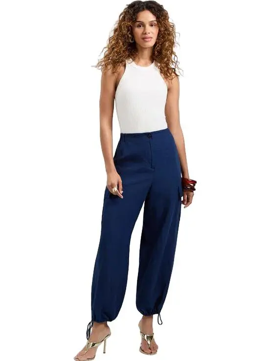 Trina Turk Alico Cargo Pants With Ankle Ties - Ink