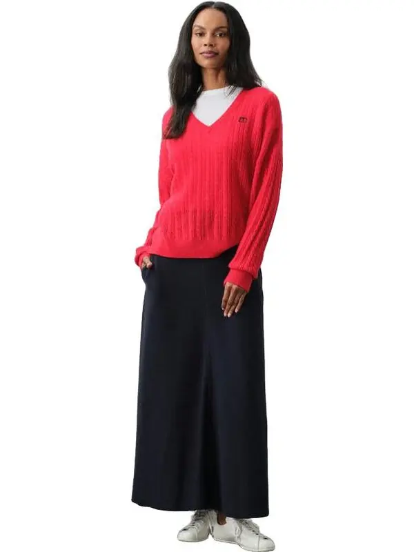 Naked Cashmere Elina Cashmere Cableknit V-neck Sweater - Poppy