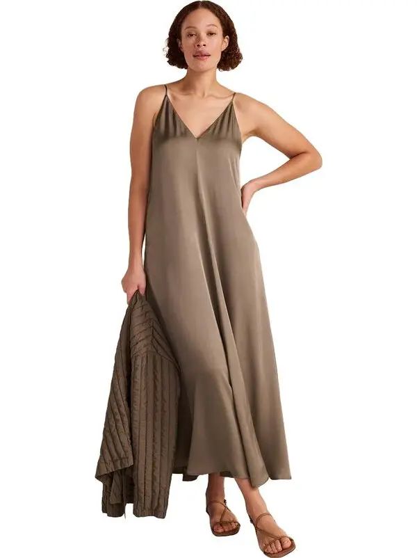 HAVEN WELL WITHIN Silky Maxi Dress - Slate Brown