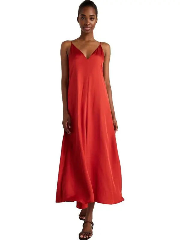 HAVEN WELL WITHIN Silky Maxi Dress - Tomato