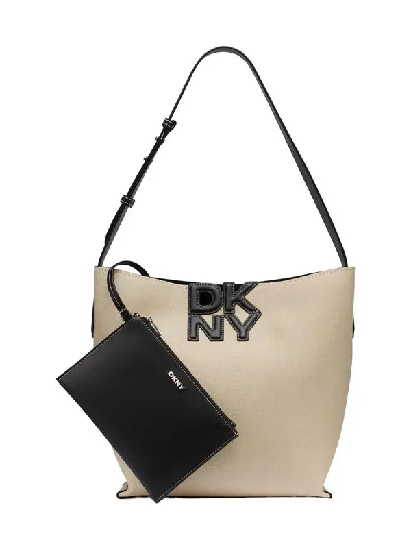 Dkny Oxford Pu Bucket Bag - Natural/black
