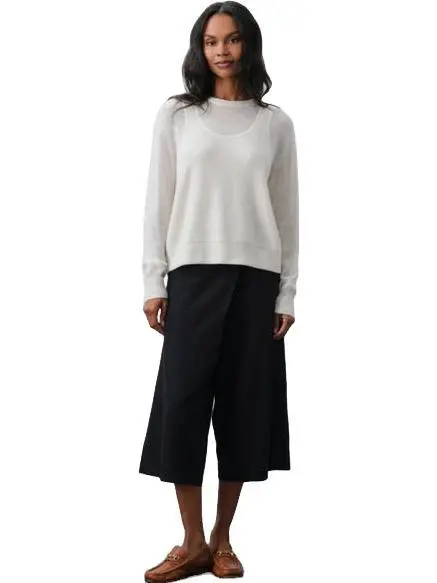 Naked Cashmere Rafaela Trompe L'oeil Layered Cashmere Crewneck Sweater - Ecru