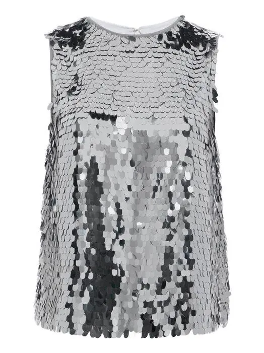 SIMONMILLER Shirley Sequin Sleeveless Top - Satellite Silver