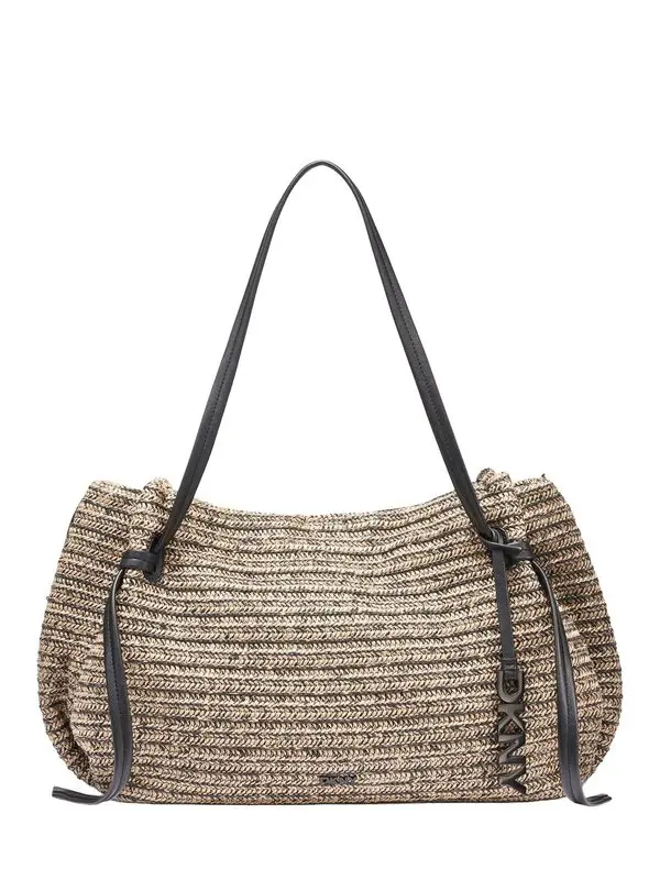Dkny Crochet Raffia Small Tote Bag - Black/natural