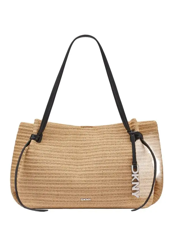 Dkny Crochet Raffia Small Tote Bag - Natural/black