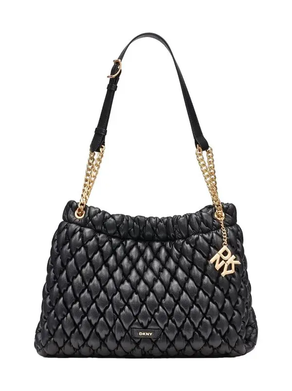 Dkny Raya Quilted Shoulder Bag With Chain Detail - Black/gold