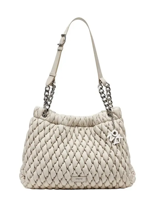 Dkny Raya Quilted Shoulder Bag With Chain Detail - Light Taupe