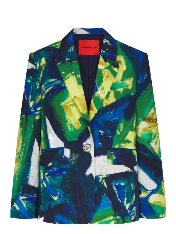 SIMONMILLER Lennox Crepe Oversized Printed Blazer - Large Abstract Floral
