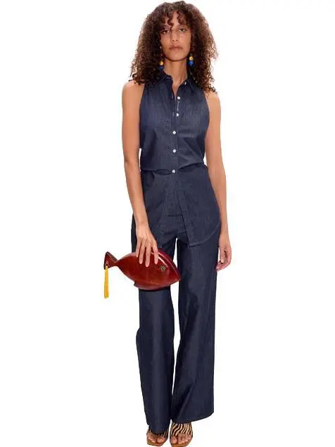 SIMONMILLER Pia Chambray Side Zip Pant - Indigo