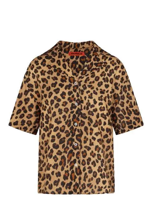 SIMONMILLER Bia Linen Camp Shirt Leopard Print - Cheetah