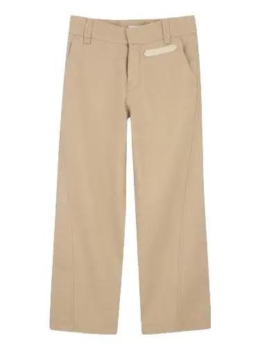 LANVIN Trousers With Branded Jacquard Lace Detail - Beige
