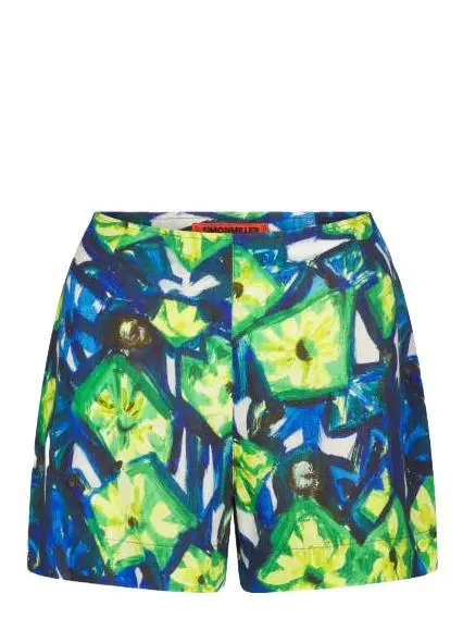 SIMONMILLER Mina Linen Blend Shorts With Side Zip - Abstract Floral