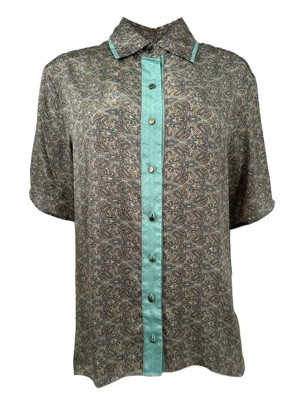 MONZLAPUR Paisley Motif Short Sleeve Shirt - Mint