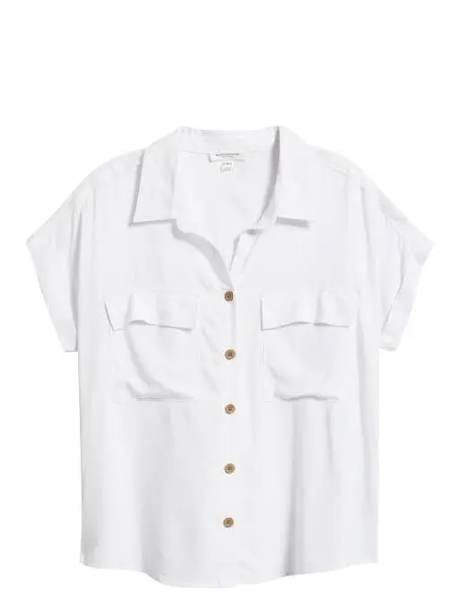 BEACHLUNCHLOUNGE Kiersten Short Sleeve Shirt - White