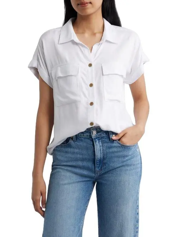 BEACHLUNCHLOUNGE Kiersten Short Sleeve Shirt - White
