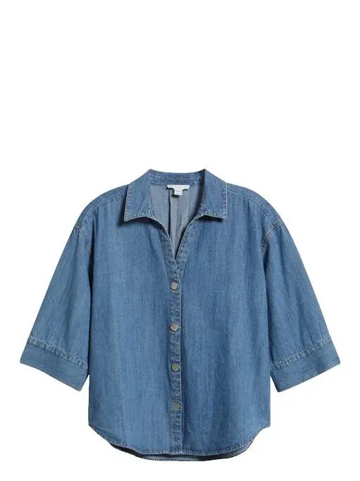 BEACHLUNCHLOUNGE Kindell Cotton Denim Button-up Shirt - Medium Wash