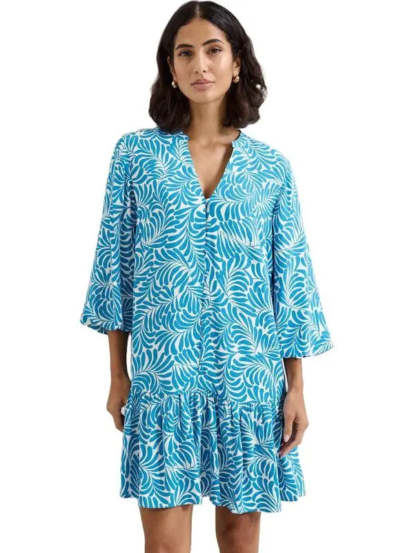 PHASE EIGHT Phoebe Tiered Hem V-neck Mini Dress - Blue