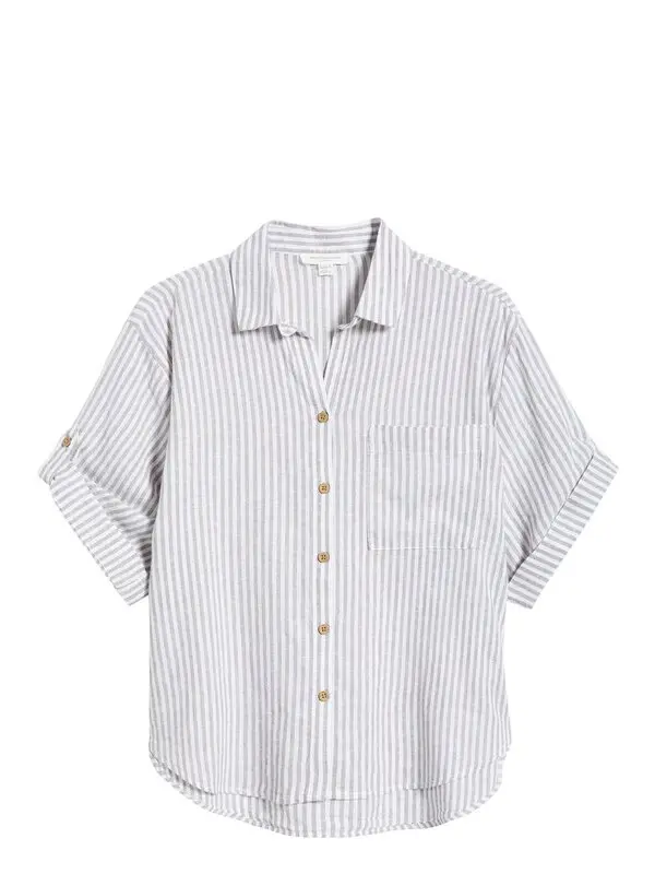 BEACHLUNCHLOUNGE Mason Short Sleeve Stripe Button-up Shirt - Argan Oil