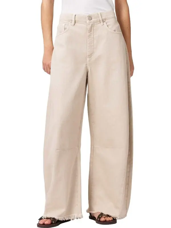 ALLSAINTS Payton Wide Leg Jeans With Frayed Hems - Cream White