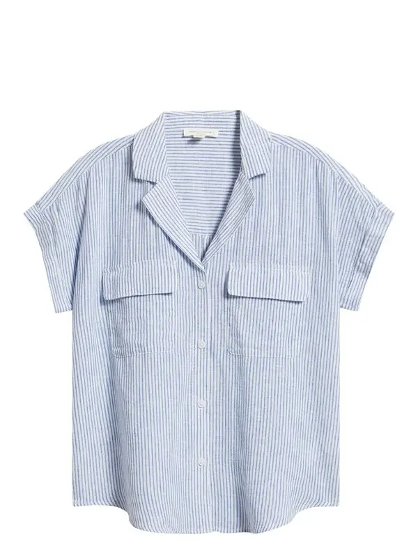 BEACHLUNCHLOUNGE Brooke Short Sleeve Button-up Shirt - Blueberry Cheesecake