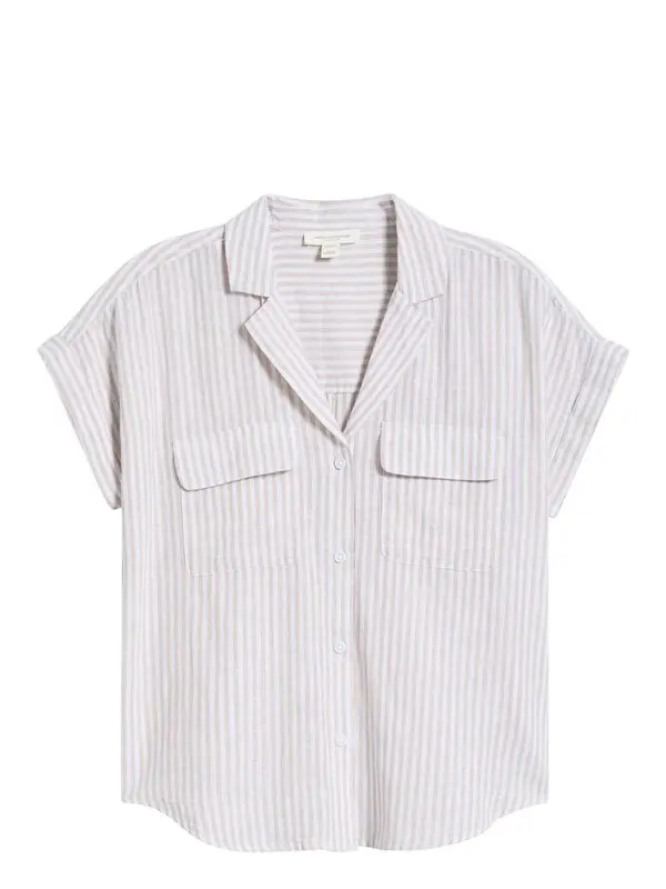 BEACHLUNCHLOUNGE Brooke Short Sleeve Button-up Shirt - Desert Beige