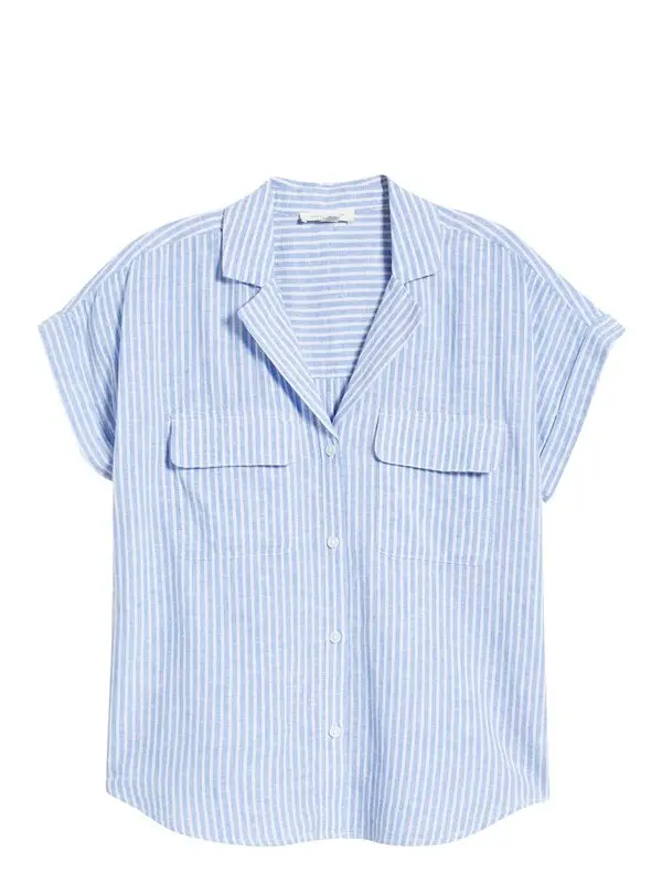 BEACHLUNCHLOUNGE Brooke Short Sleeve Button-up Shirt - Ice Flow