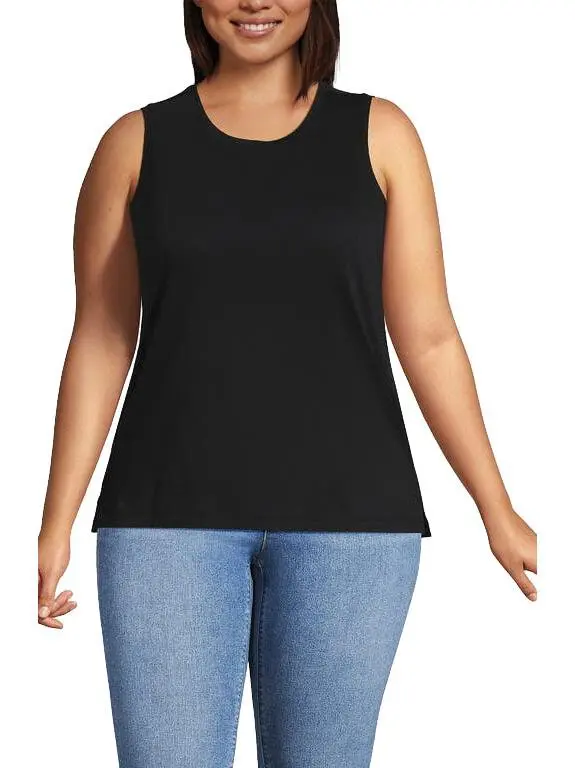 LANDS' END Supima Cotton Tank Top - Black