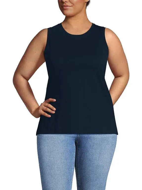 LANDS' END Supima Cotton Tank Top - Radiant Navy