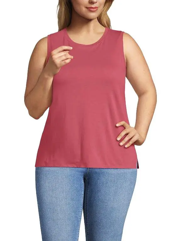 LANDS' END Supima Cotton Tank Top - Soft Mojave Rose