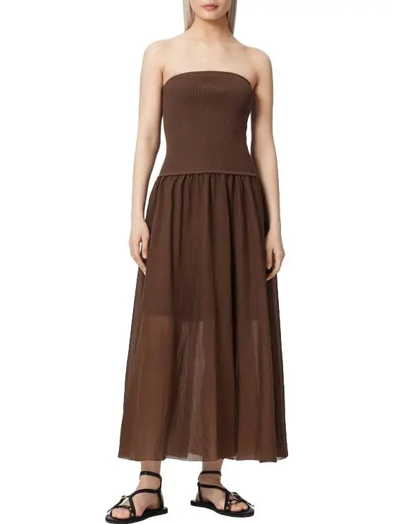 ALLSAINTS Tegan Strapless Dress - Penny Brown