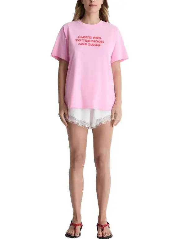 ROMY Love You To The Moon And Back" Boyfriend Tee - Pink Print