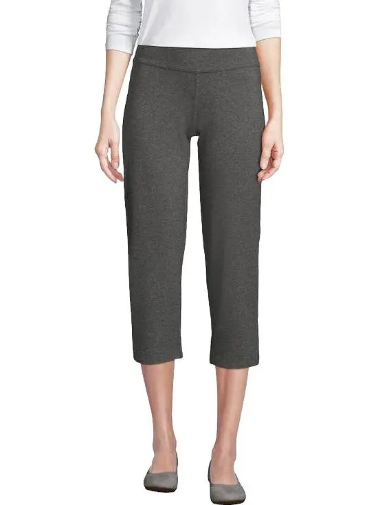 LANDS' END Starfish Mid Rise Pull On Crop Pants - Charcoal Heather