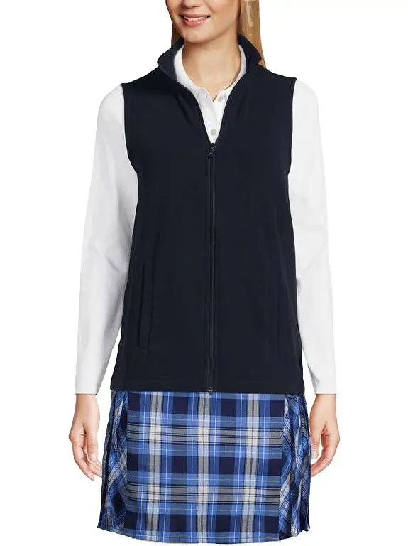 LANDS' END Lightweight Fleece Vest With Zip-up Front - Classic Navy