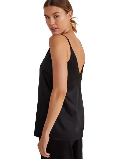 HAVEN WELL WITHIN Washable Silk Double V Sleep Cami - Black