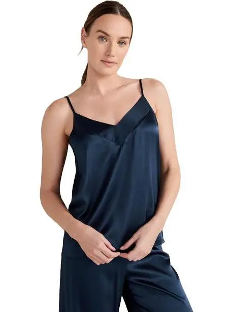 HAVEN WELL WITHIN Washable Silk Double V Sleep Cami - Navy